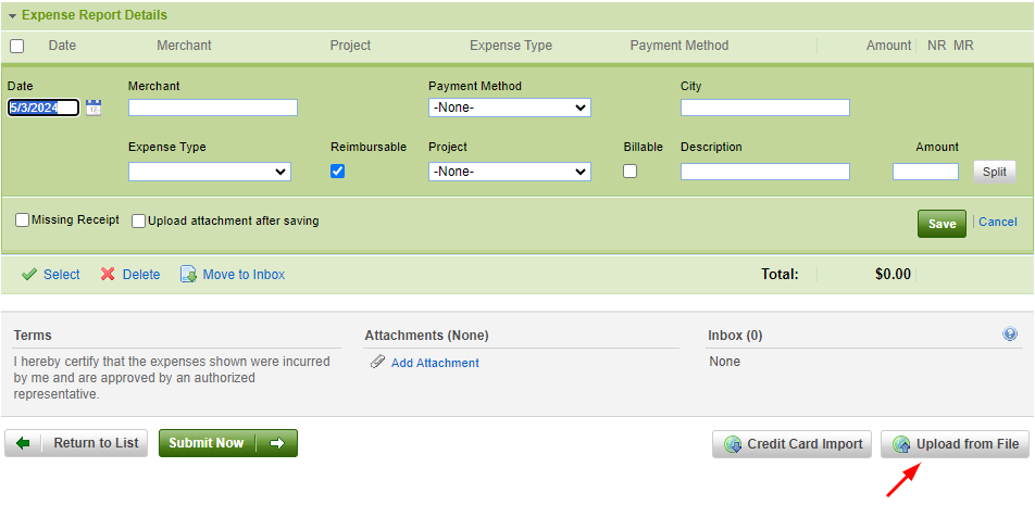 Entering Expenses – SpringAhead